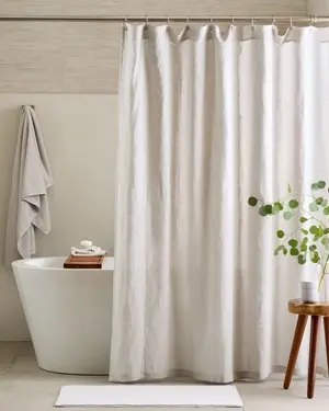 Quince European Linen Shower Curtain - Light Grey