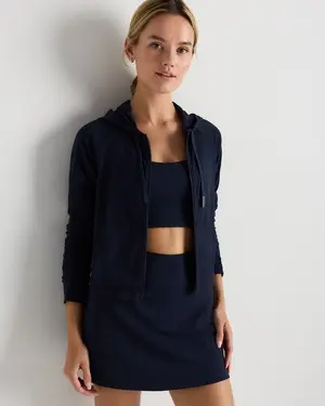 Quince Ultra-form Hooded Crop Jacket - Deep Navy