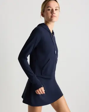Quince Ultra-form Hooded Crop Jacket - Deep Navy
