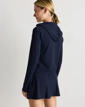 Quince Ultra-form Hooded Crop Jacket - Deep Navy