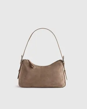 Quince Italian Suede Small Shoulder Bag - Pebble
