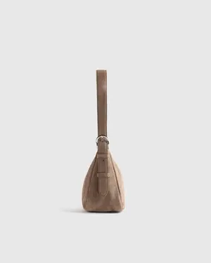 Quince Italian Suede Small Shoulder Bag - Pebble