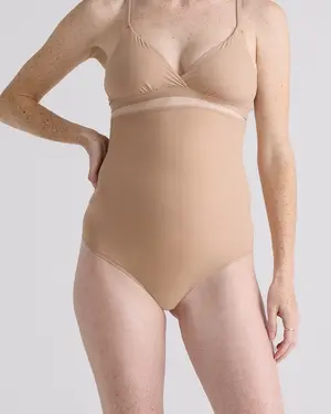 Quince Second Skin Maternity Ultra High-waisted Thong - Sand