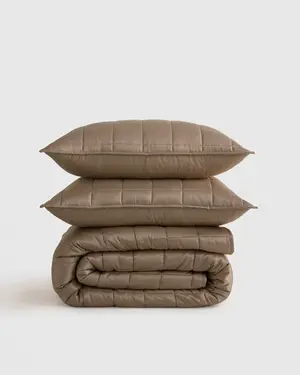 Quince Bamboo Box Quilt Set Walnut