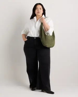 Quince Italian Suede Crescent Shoulder Bag