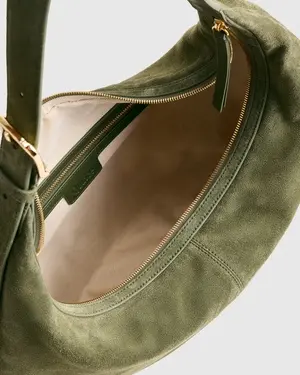 Quince Italian Suede Crescent Shoulder Bag