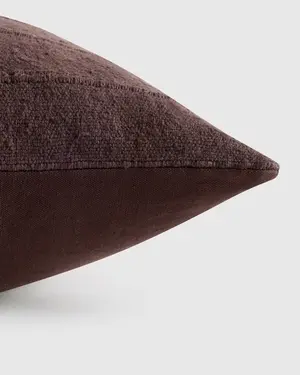 Quince Textured Striped Cotton Pillow Cover - Espresso