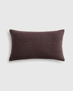 Quince Textured Striped Cotton Pillow Cover - Espresso