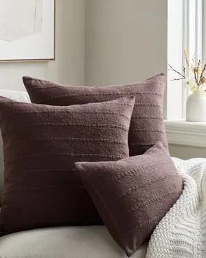 Quince Textured Striped Cotton Pillow Cover - Espresso