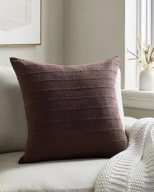 Quince Textured Striped Cotton Pillow Cover - Espresso