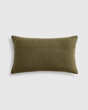 Quince Textured Striped Cotton Pillow Cover - Olive