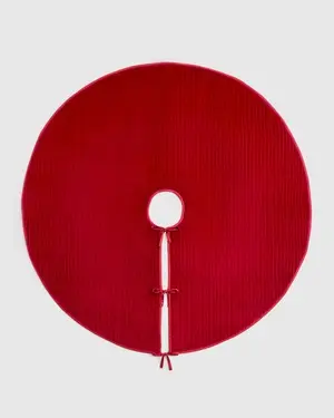 Quince Cotton Velvet Tree Skirt - Red