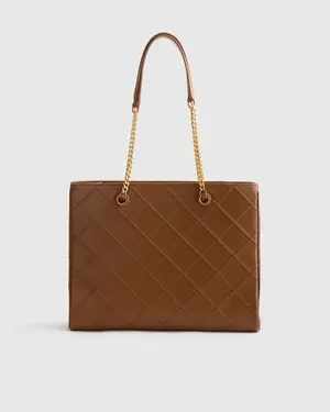 Quince Italian Leather Diamond Stitch Tote