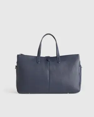 Quince Italian Leather Triple Compartment Weekender - Deep Navy