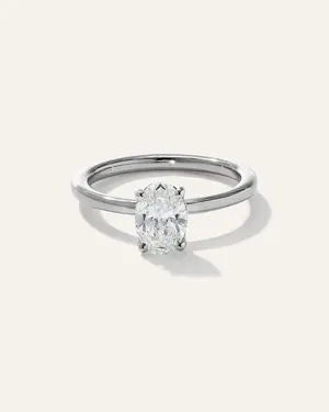 Quince Lab Grown Diamond Oval Petite Hidden Halo Engagement Ring 1ct - Platinum
