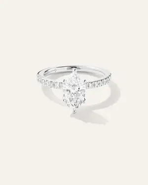 Quince Lab Grown Diamond Marquise Petite Pave Engagement Ring 1.5ct - Platinum