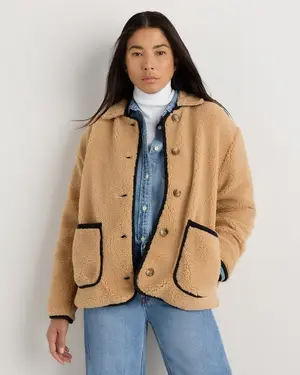 Quince Sherpa Barn Jacket - Camel/black