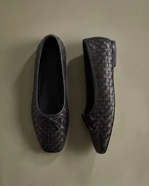 Quince Italian Leather Flats - Black