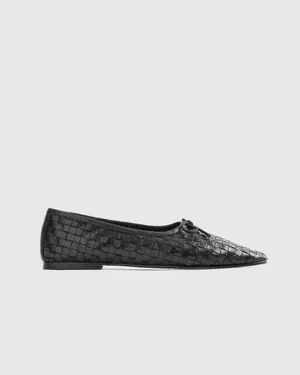 Quince Italian Leather Flats - Black