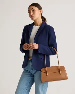 Quince Italian Leather Double Strap Shoulder Bag - Cognac
