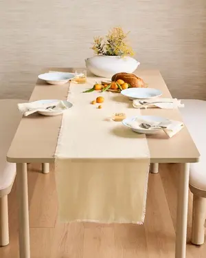 Quince European Linen Fringe Table Runner - Natural