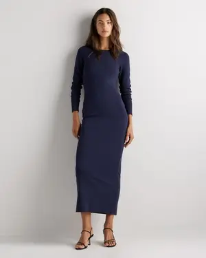 Quince Long Sleeve Knit Maxi Dress - Deep Navy