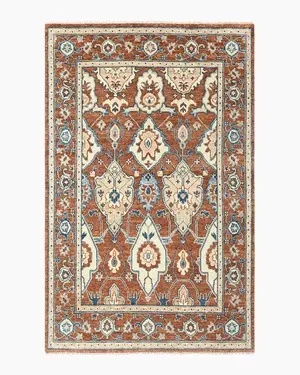 Quince Calypso Hand-knotted Wool Rug - Rust