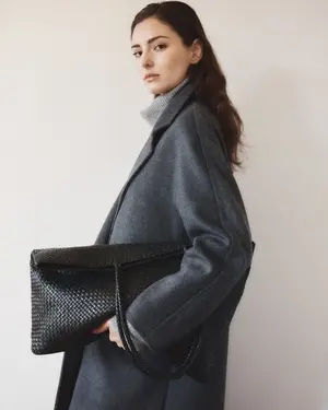 Quince Italian Leather Handwoven Tote - Black
