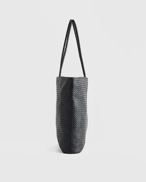Quince Italian Leather Handwoven Tote - Black