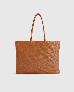 Quince Siena Handwoven Tote - Cognac