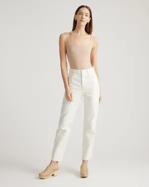 Quince Second Skin Square Neck Tank Bodysuit - Sand