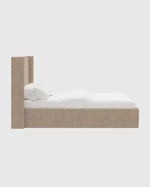 Quince Plush Boucle Wingback Bed - Camel