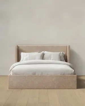 Quince Plush Boucle Wingback Bed - Camel