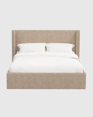 Quince Plush Boucle Wingback Bed - Camel