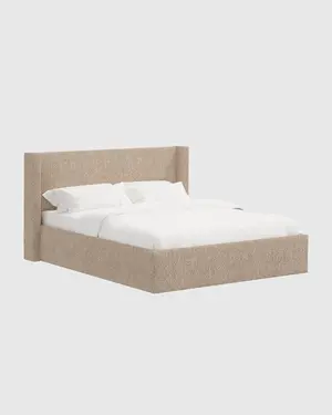 Quince Plush Boucle Wingback Bed - Camel