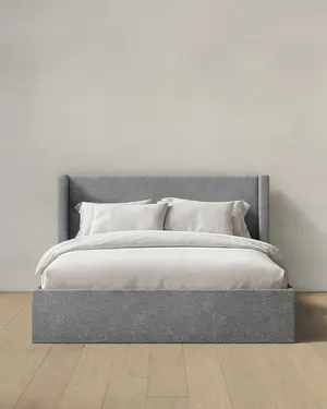 Quince Plush Boucle Wingback Bed Grey