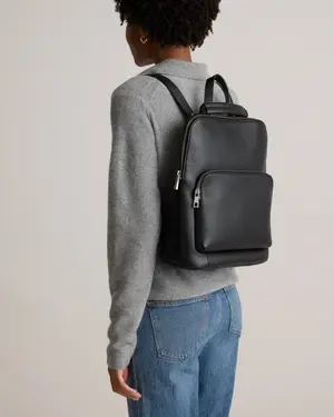 Quince Italian Leather Convertible Backpack - Black