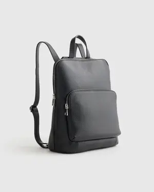 Quince Italian Leather Convertible Backpack - Black