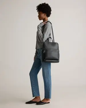 Quince Italian Leather Convertible Backpack - Black