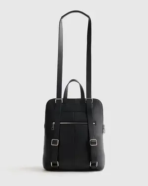 Quince Italian Leather Convertible Backpack - Black