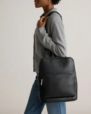 Quince Italian Leather Convertible Backpack - Black