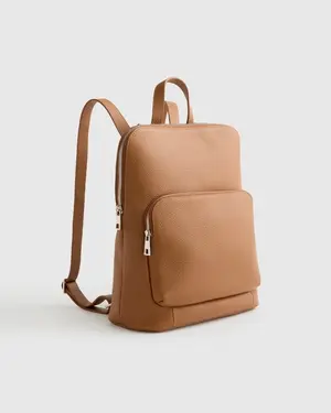 Quince Italian Leather Convertible Backpack - Cognac