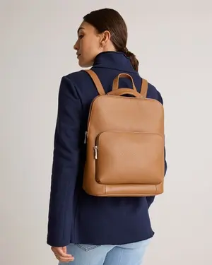 Quince Italian Leather Convertible Backpack - Cognac