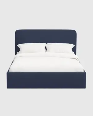 Quince 100% Linen Curved Bed - Navy