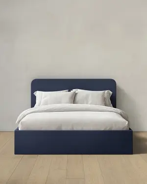 Quince 100% Linen Curved Bed - Navy
