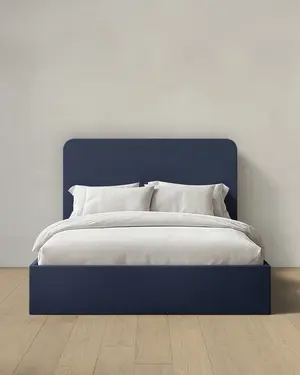 Quince 100% Linen Curved Bed - Navy
