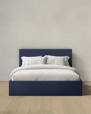 Quince 100% Linen Square Bed - Navy