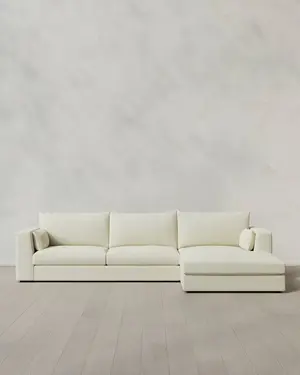 Quince Oasis Chaise Sectional In Performance Linen - Ivory