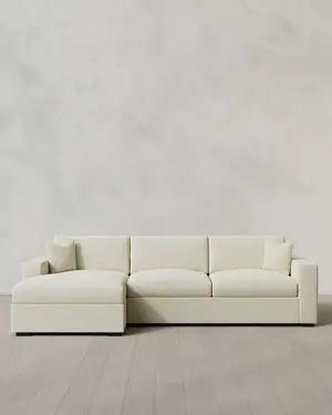 Quince Oasis Chaise Sectional In Performance Linen - Ivory
