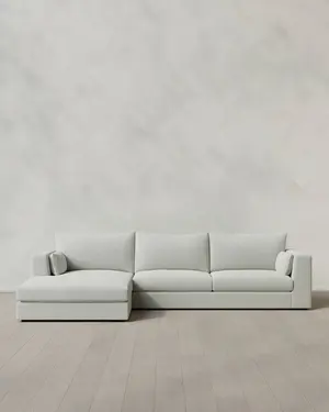 Quince Oasis Chaise Sectional In Performance Linen - Silver